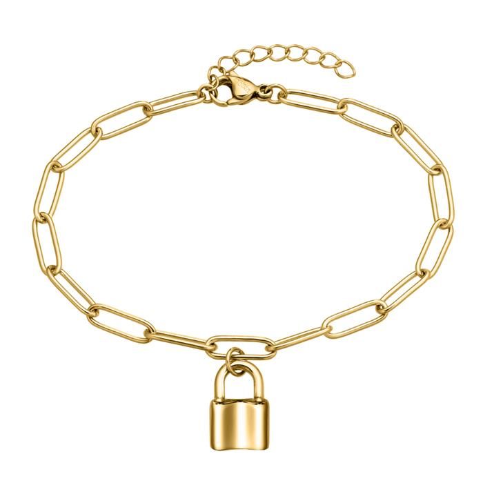 Pulsera Love Lock acero dorado con grabado - 2620